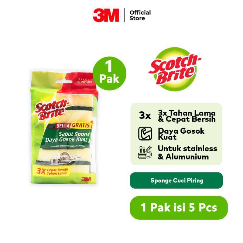 Jual 3M Scotch-Brite Sabut Spons Cuci Piring / Untuk Alat Makan ...