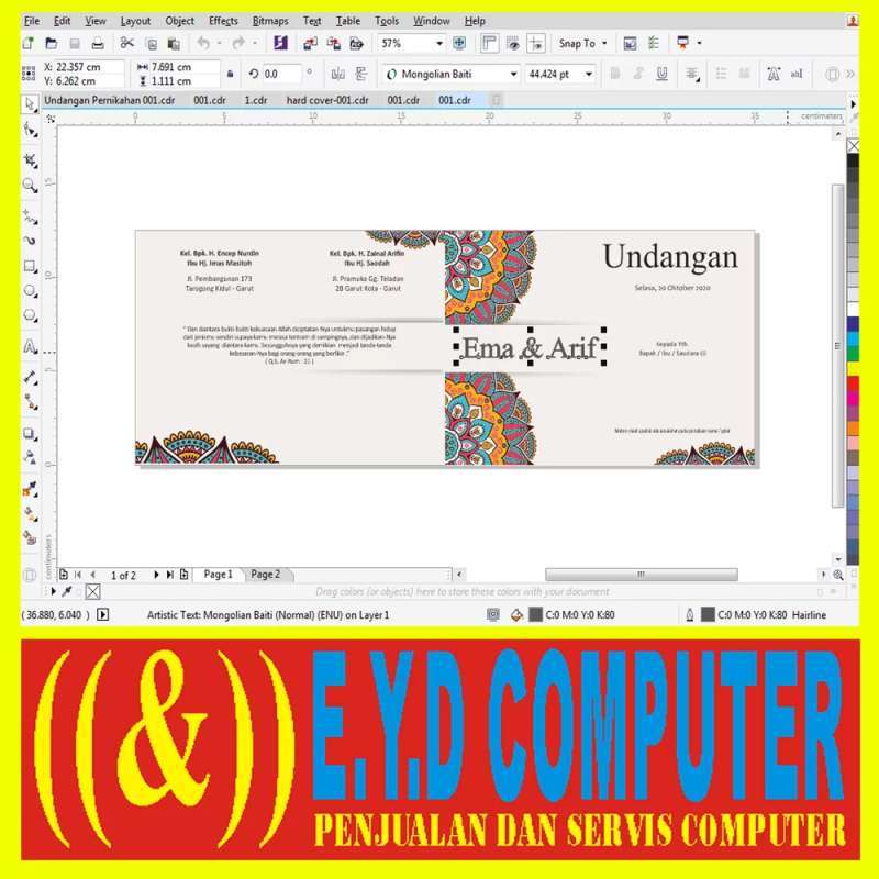 Jual Desain Undangan Romantic Wedding Card Koleksi Template Design ...