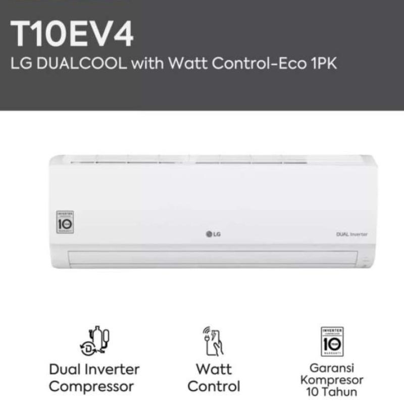 Promo Ac Lg 1 Pk T10Ev4 Dual Cool Eco Inverter Lowwatt Garansi Resmi ...