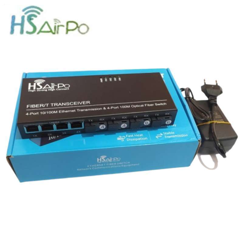 Jual Media Converter CM4F4E POE HSAirpo HTB 4FO 4LAN With POE Fiber ...