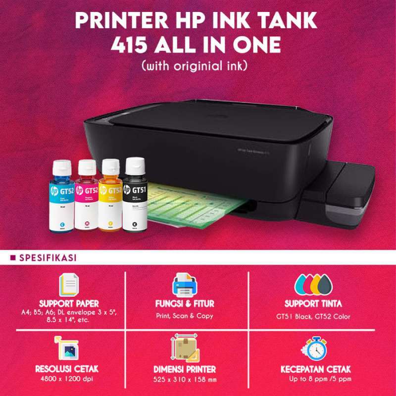 Promo Hp Ink Tank Printer 415 Print Scan Copy Wifi All-In-One Wireless ...