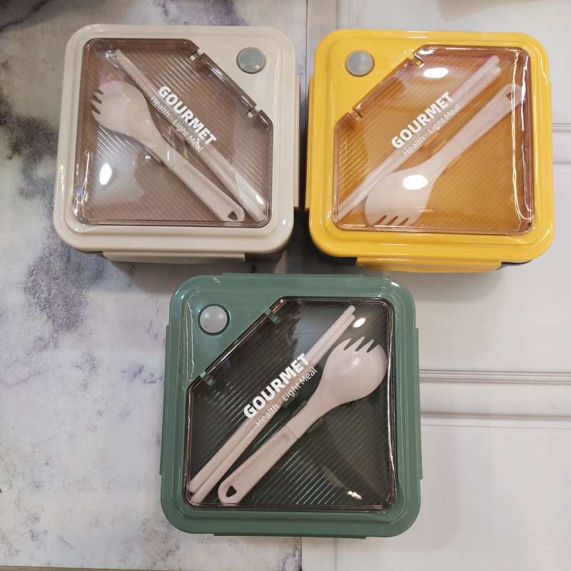 Jual Tempat Makan Gourmet Sekat 2 A39 Free Sendok Garpu & Sumpit//lunch ...