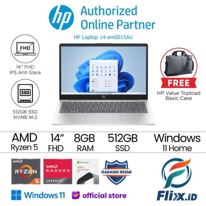 Jual Hp Laptop 14-em0015au /0016au Ryzen 5 7520u 512gb Ssd 8gb Win11 ...