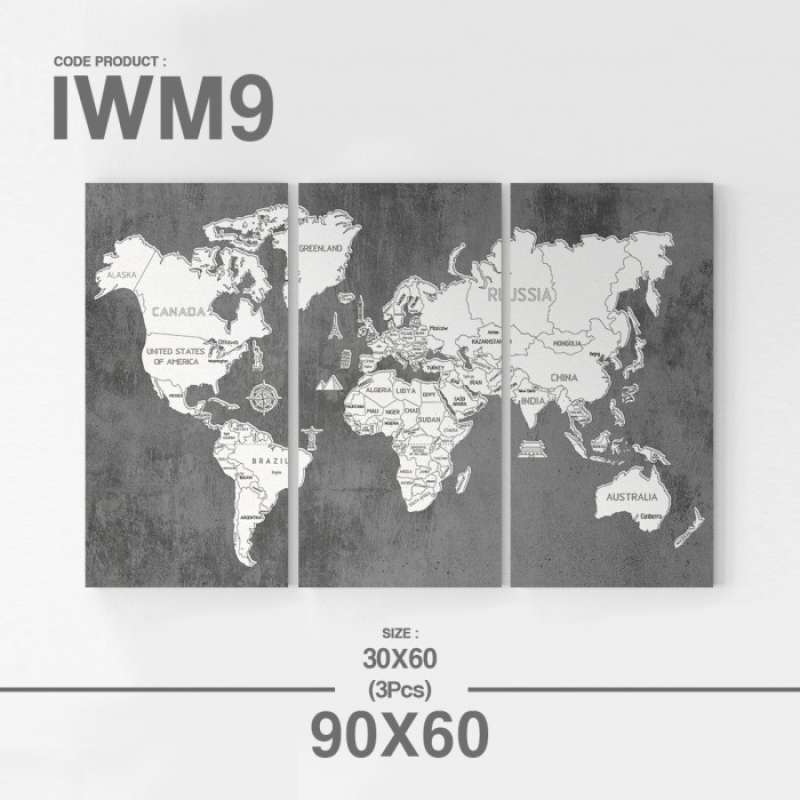 Promo Hiasan Dinding Wall Decor Peta Dunia World Map Vintage Kamar ...