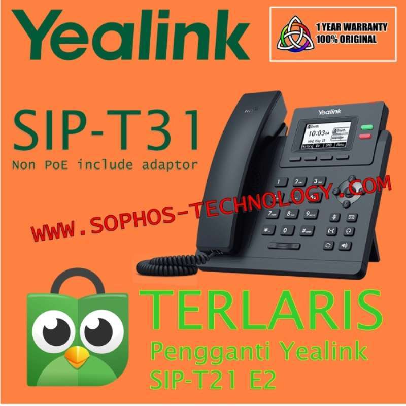 Promo Ip Phone Yealink Sip-T31 - Entry Level Ip Phone Non Poe Diskon 17 ...