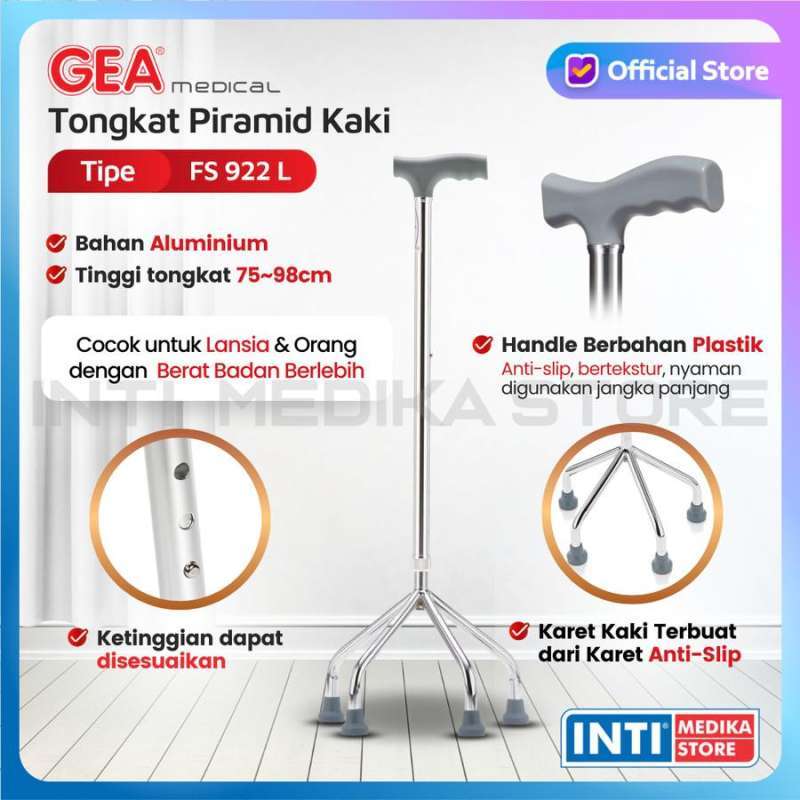 Jual GEA - Alat Bantu Jalan TONGKAT PIRAMID KAKI 4 FS 922L | Penopang di Seller INTI MEDIKA ...