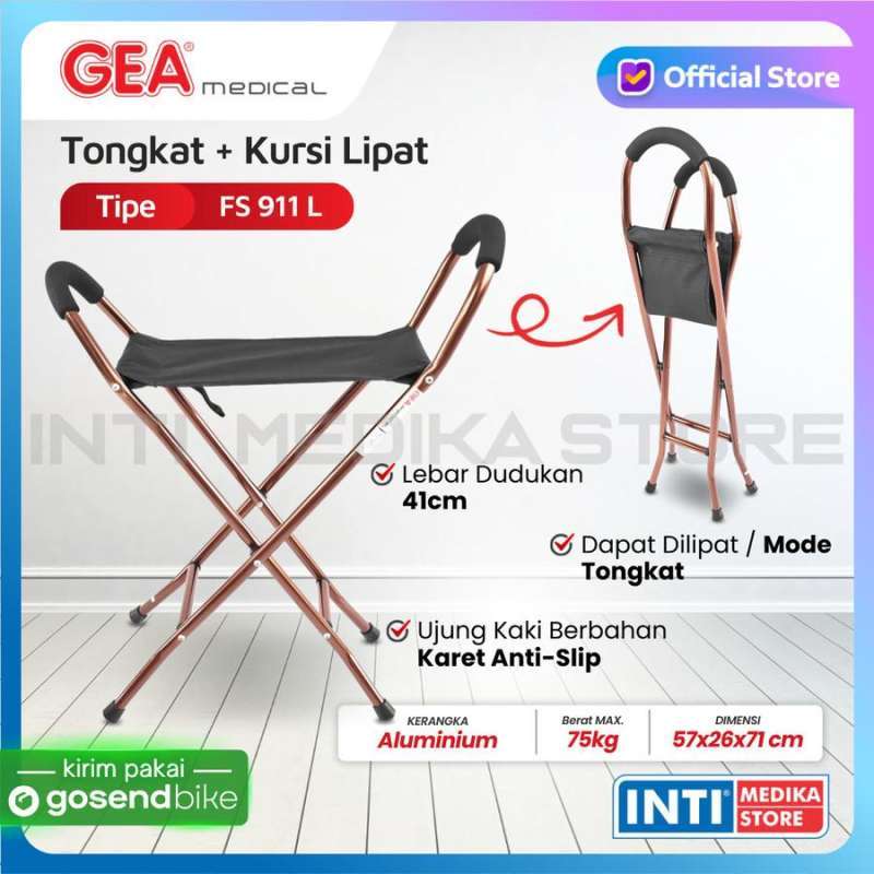 Jual Gea - Alat Bantu Jalan Tongkat + Kursi Duduk Lipat Fs 911l Di ...