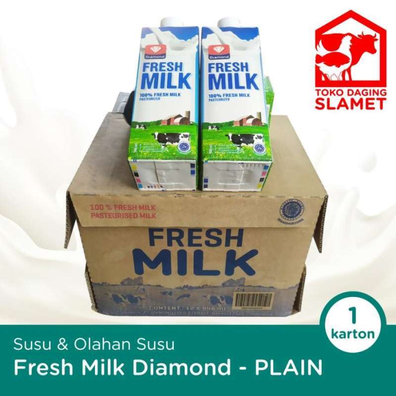 Jual Susu Fresh Milk Diamond Plain 1 Liter 1 Karton 12 Pcs Di Seller ...