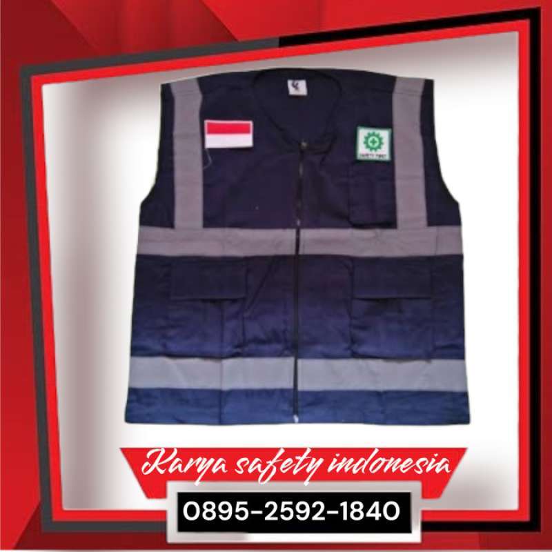 Promo Rompi Safety/Rompi Bahan Drill +Logo K3 Dan Logo /Merah ...