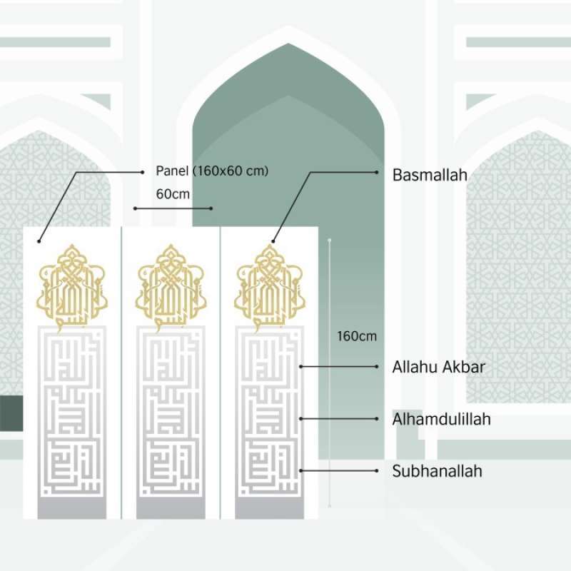 Promo Partisi Custom Logo Masjid, Mushola atau Kantor 19 Panel Diskon ...