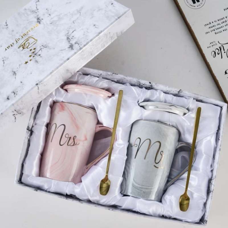 Promo GELAS MUG PASANGAN COUPLE MARBLE KERAMIK AESTHETIC SET BOX Diskon ...