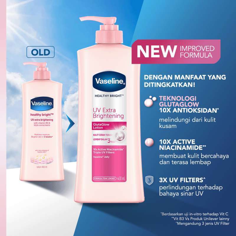 Promo Vaseline Lotion Healthy Bright Uv Extra Brightening [400 Ml] Diskon 5% Di Seller Fresh By ...