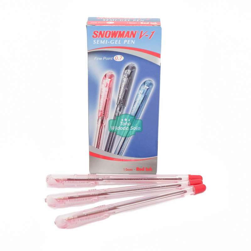 Jual Pulpen Snowman V1 Semi Gel Pen 0,7mm Merah Bolpoin Ballpoint - 1 Buah Di Seller Toko Widodo ...