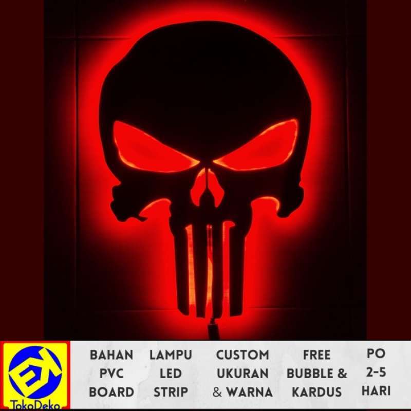 Promo Dekorasi Kamar Hiasan Dinding Lampu Hias Logo The Punisher Diskon ...