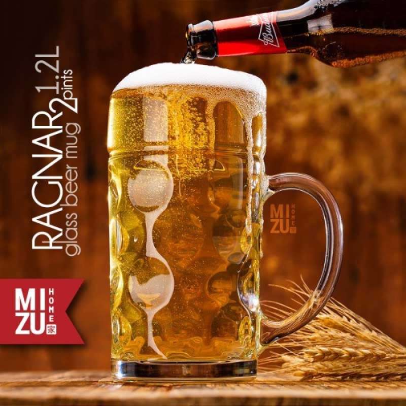 Promo New Mizu Ragnar 2Pints Beer Mug Gelas Kaca Jumbo Gelas Bir Besar ...