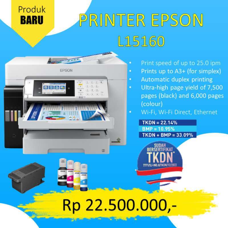 Promo Epson EcoTank L15160 A3 Wi-Fi Duplex All-in-One Ink Tank Printer ...