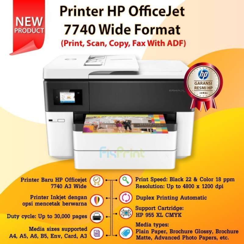 Promo HP OfficeJet Pro 7740 Print Scan Copy Fax Printer A3 Wireless ...