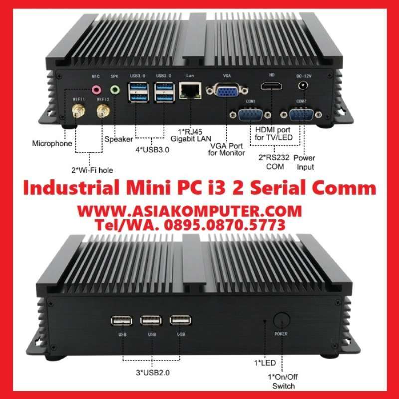 Promo Industrial Mini PC i3 2 Serial Comm Port HDMI VGA Wifi MiniPC ...