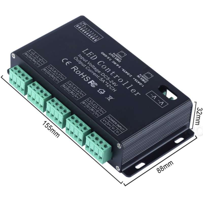 Promo 12 Channel Rgb Dmx 512 Led Controller Decoder Dimmer Driver For Diskon 33% Di Seller Jaya ...