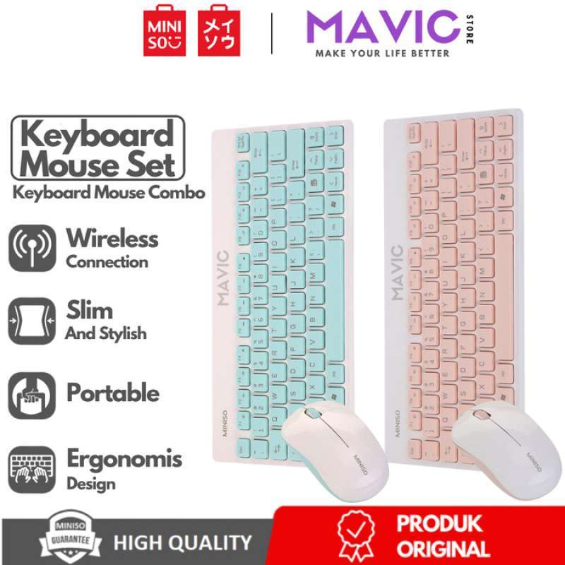 Promo miniso keyboard mouse combo set multimedia wireless keyboard ...