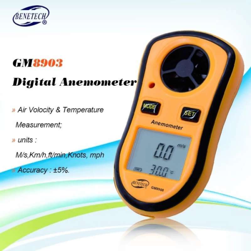 Promo Digital Anemometer Thermometer. Alat Ukur Kecepatan Angin Suhu Gm ...