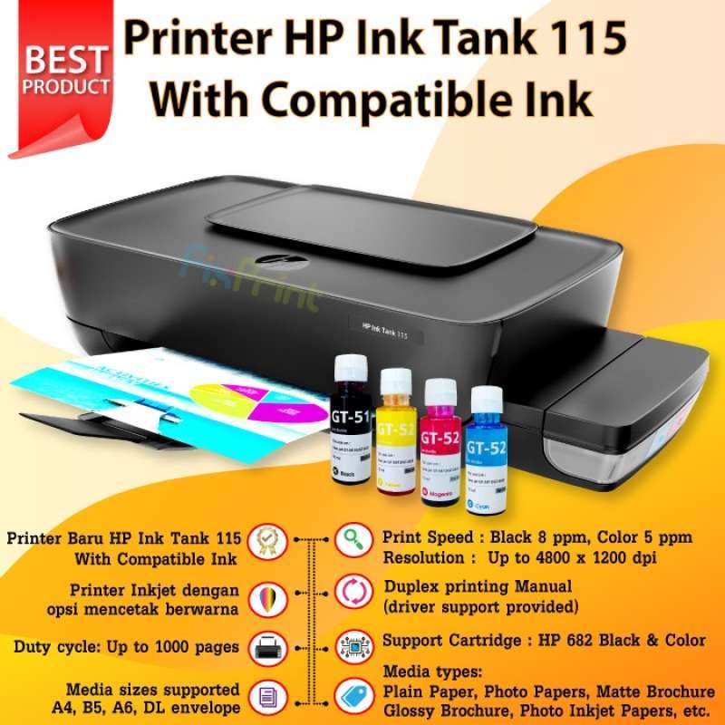 Jual Catridge Printer Hp Ink Tank 115 Black Original Murah - Harga ...