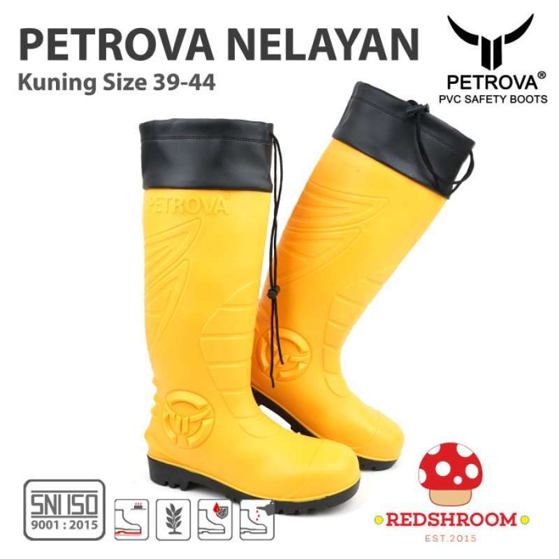 Jual Sepatu Boots Safety Petrova Nelayan Kuning-steel Toe Pvc. - 43 Di ...