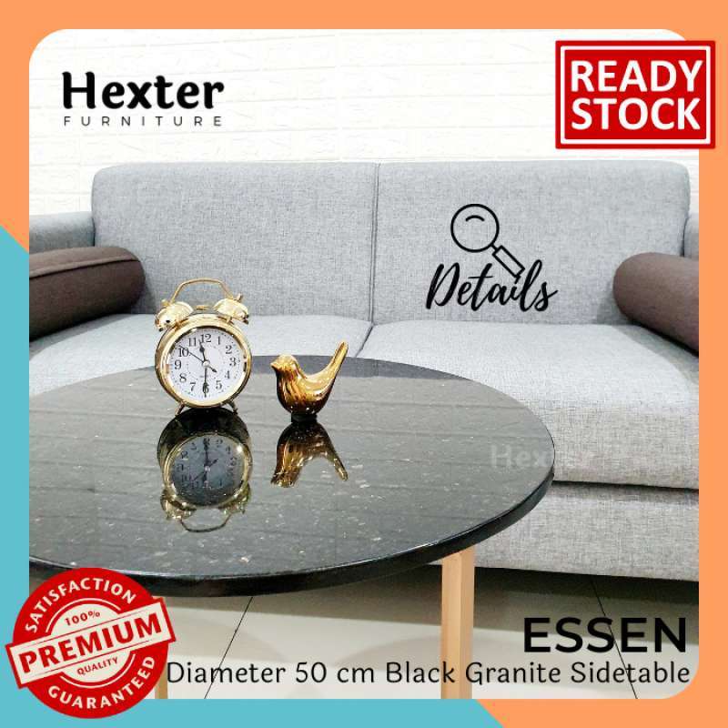 Jual Essen - Meja Bulat Nakas Granit Sofa Side Table Marble Black ...