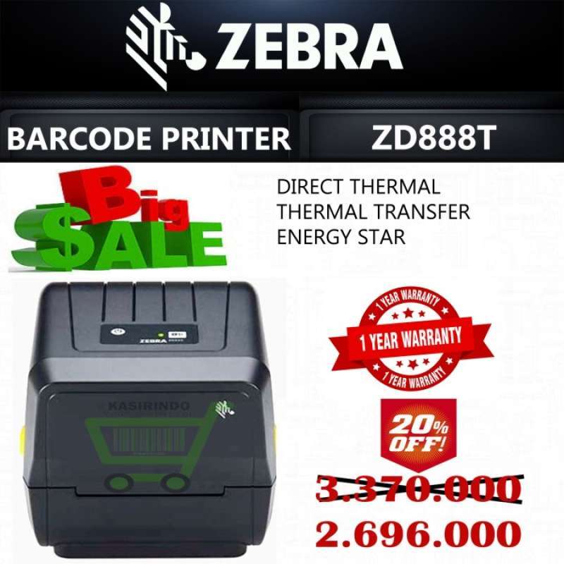 Promo Zebra Barcode Printer Zd888 Pengganti Gt820/Gk888T/Gc420T Diskon ...