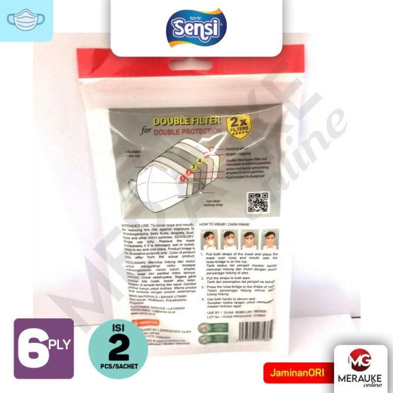 Jual Masker Sensi Kn95 6 Ply Double Filter Sachet 2pcs Di Seller ...