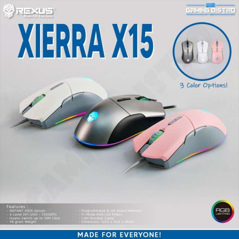 Promo Mouse Gaming Rexus Xierra X15 Desain Ergonomis with 11 Mode ...