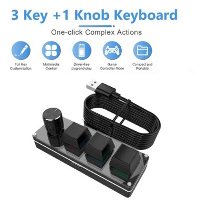 Promo 3 Key Mechanical Keyboard USB Gaming Shortcut with Knob Windows ...