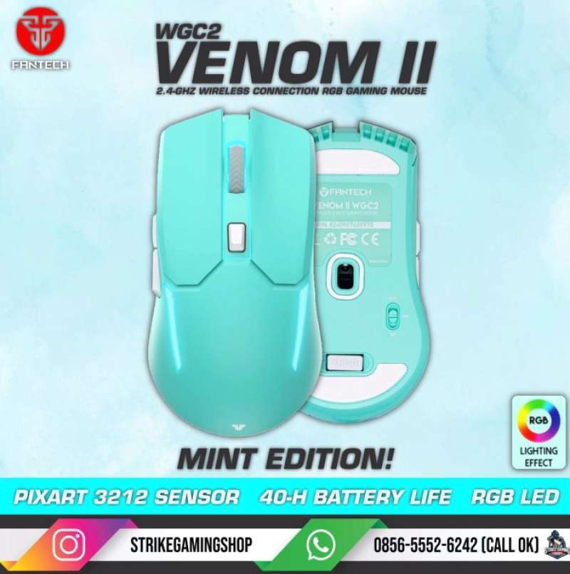 Jual FANTECH MINT EDITION VENOM II WGC2 WIRELESS RGB GAMING MOUSE di ...