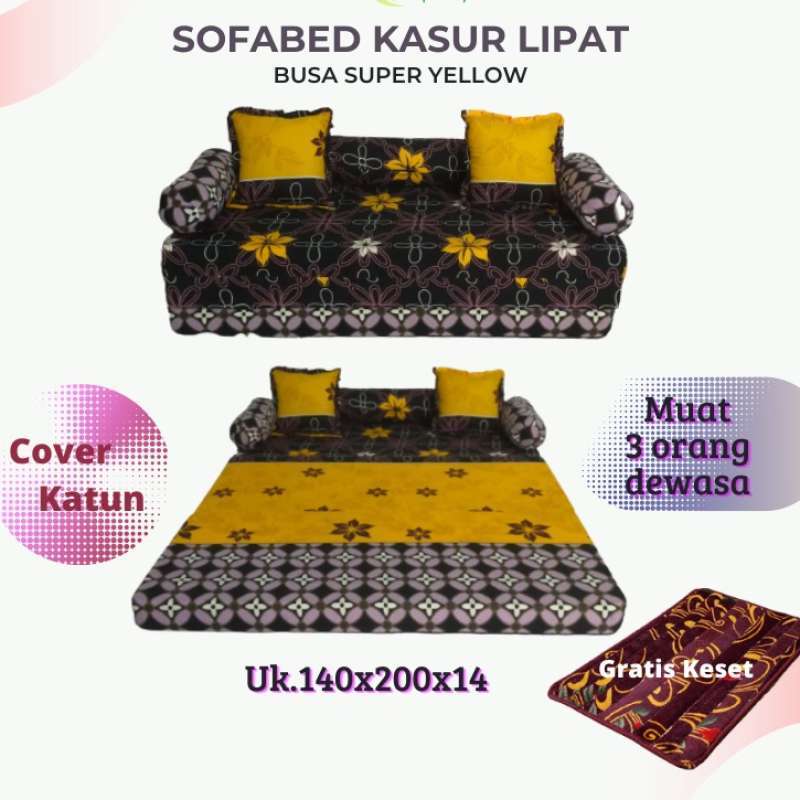 Jual Sofa Bed Kasur Lipat Kursi Duduk Busa Super YELLOW Sofabed ...