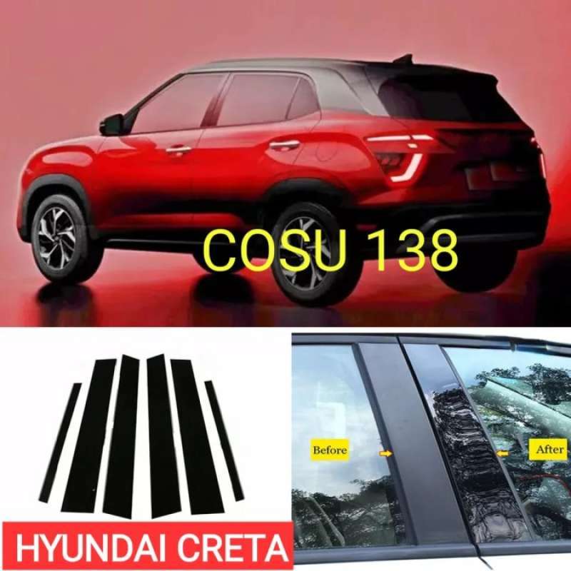 Promo Sticker Pilar Pintu Jendela PC Hitam Black Piano Hyundai Creta ...