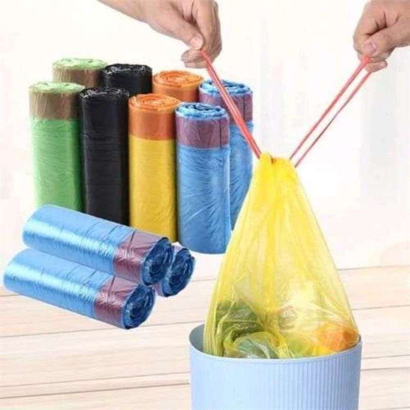 Jual KANTONG PLASTIK SAMPAH GULUNGAN DENGAN TALI ROLL KANTONG SAMPAH ...