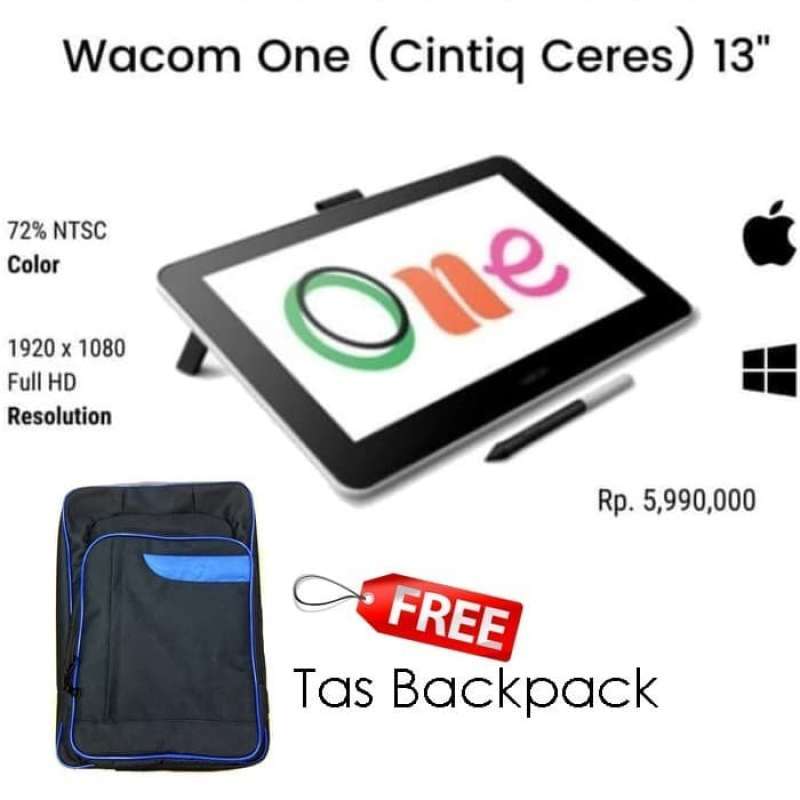 Jual Wacom One Cintiq Ceres 13 Pen Display Monitor Bonus Tas Backpack Di Seller Indah Purnama ...