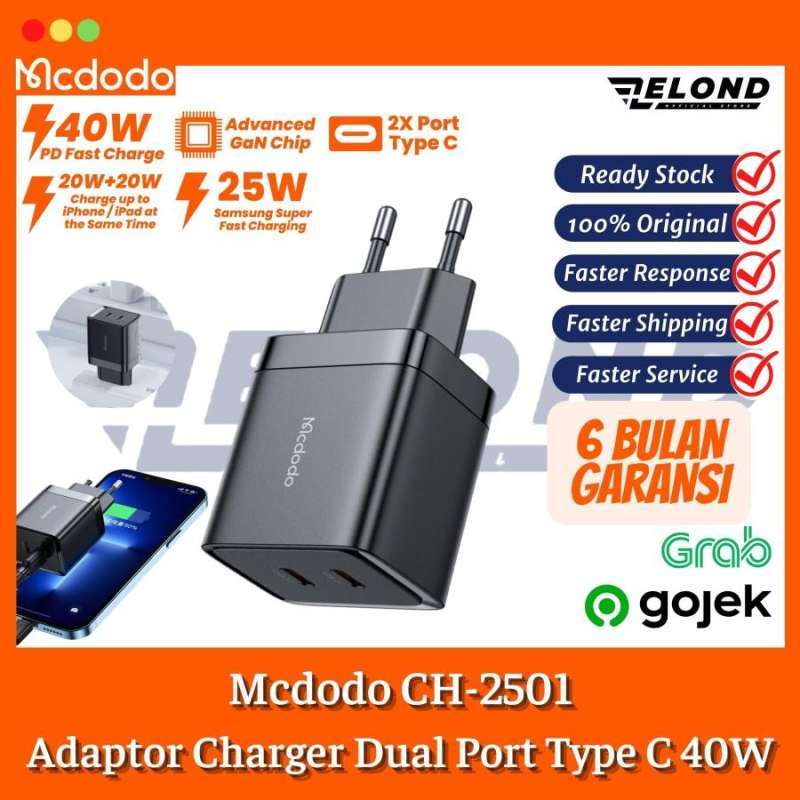 Jual MCDODO Charger ip 20W Dual Port 40W GaN Fast Charging CH-2501 - CH2501 40W GaN di Seller ...