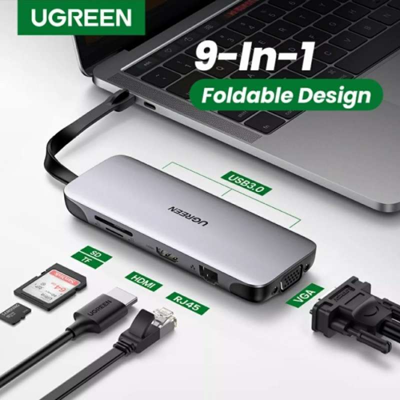 Promo Ugreen 9In1 Usb C To Hdmi Vga Rj45 Usb3.0 Hub Adapter Foldable ...