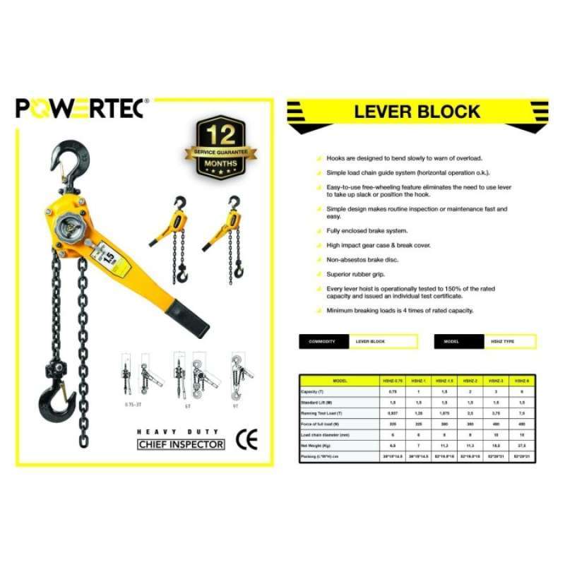 Promo LEVER BLOCK POWERTECH 6 TON X 3 MTR - ALAT BERAT - PERKAKAS ...