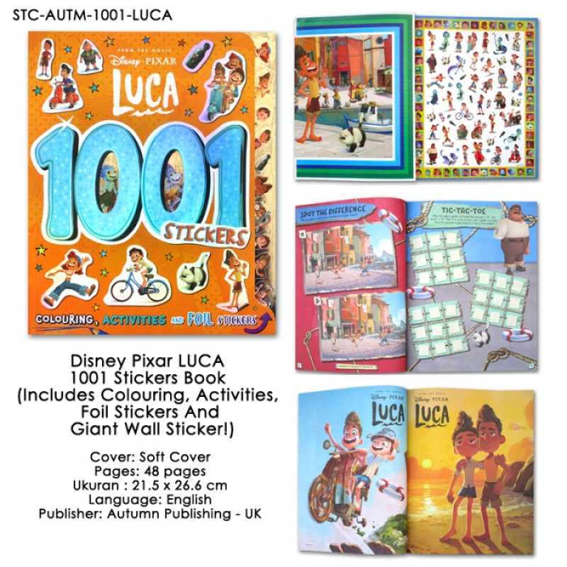 Promo Disney Pixar LUCA 1001 Stickers Book Colouring and giant poster ...