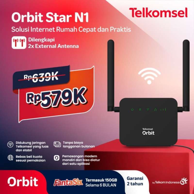 Promo Telkomsel Orbit Star N1 Hkm0127 Wifi 4G Router Free Kuota Dan Antenna Diskon 5% di Seller ...