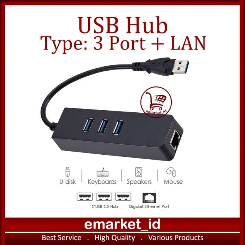 Promo Usb 3 0 Hub 3 Port Lan Adapter Converter Rj45 Gigabit Ethernet High Diskon 23 Di Seller