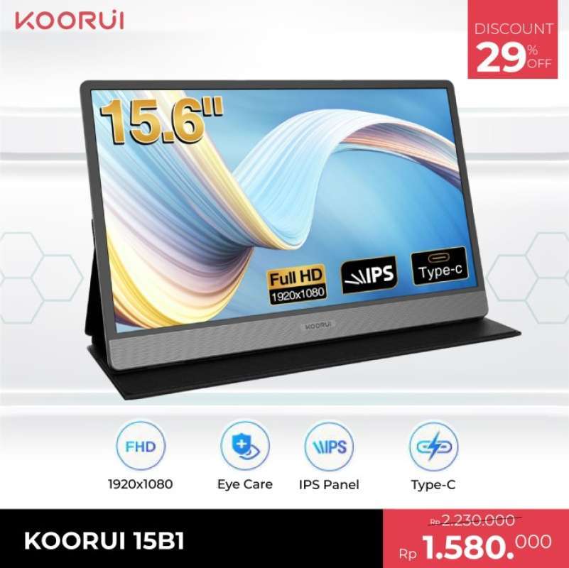Promo Koorui 15b1 Portable Monitor 15.6inch Ips Fhd 1080p 60hz Gaming ...