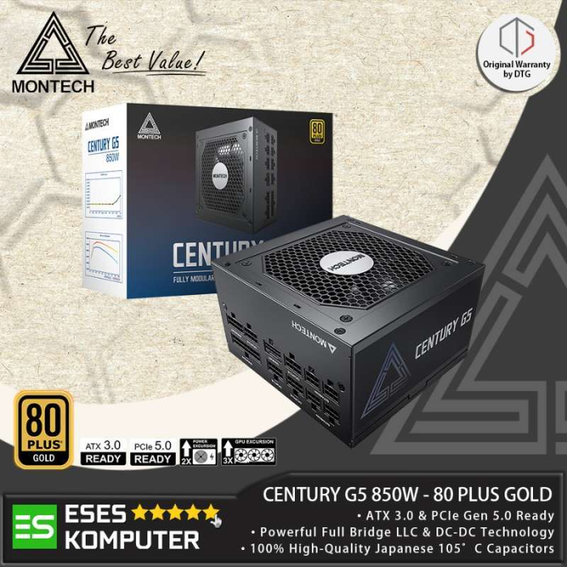 Jual PSU MONTECH CENTURY G5 850W 80 Plus Gold ATX 3.0 & PCIE 5.0 di Seller ESES Komputer - Jl.A ...