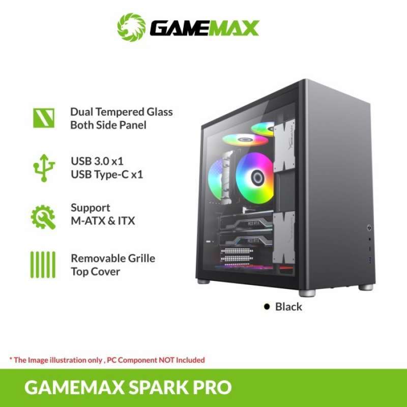 Promo Gamemax Spark Pro Black Atx Gaming Pc Case Diskon 23% di Seller ...