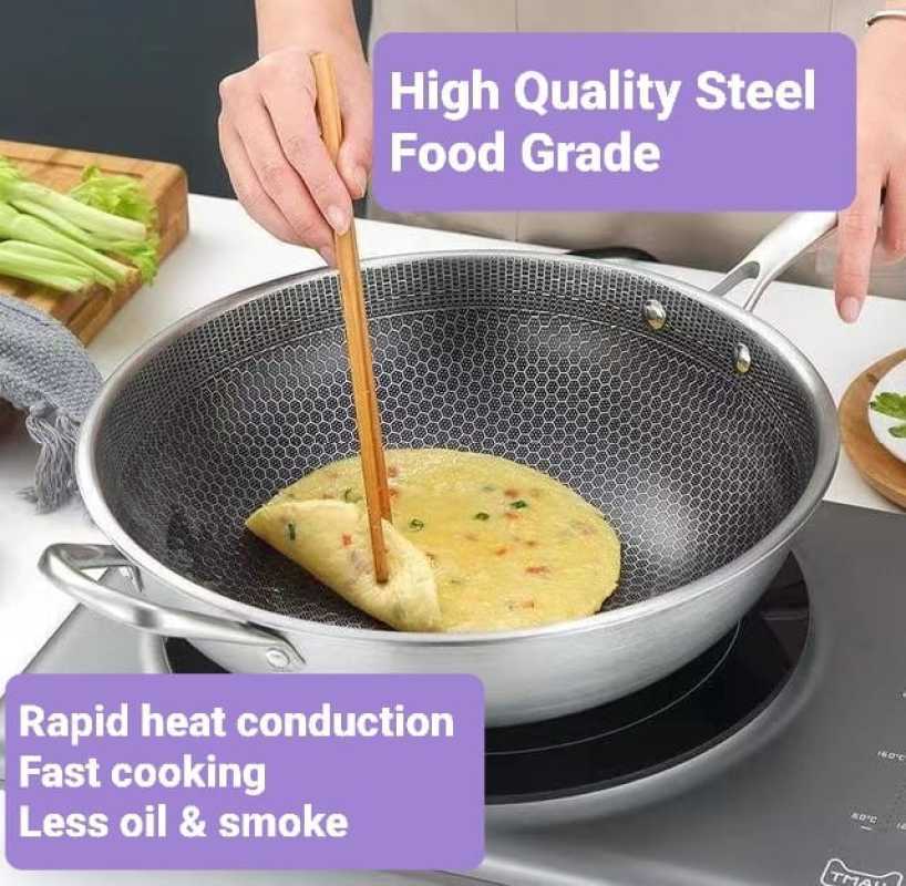 Jual Wajan Honeycomb Stainless Steel Wok Pan Anti Lengket Penggorengan Di Seller Laris Plaza ...
