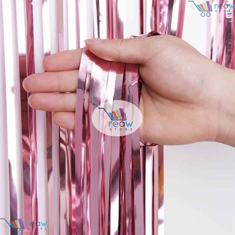 Jual Tirai Foil Rumbai Dekorasi Pesta Aneka Warna Background Curtain ...