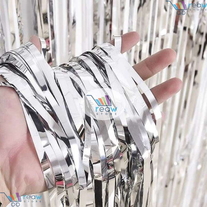Jual Tirai Foil Rumbai Dekorasi Pesta Aneka Warna Background Curtain ...