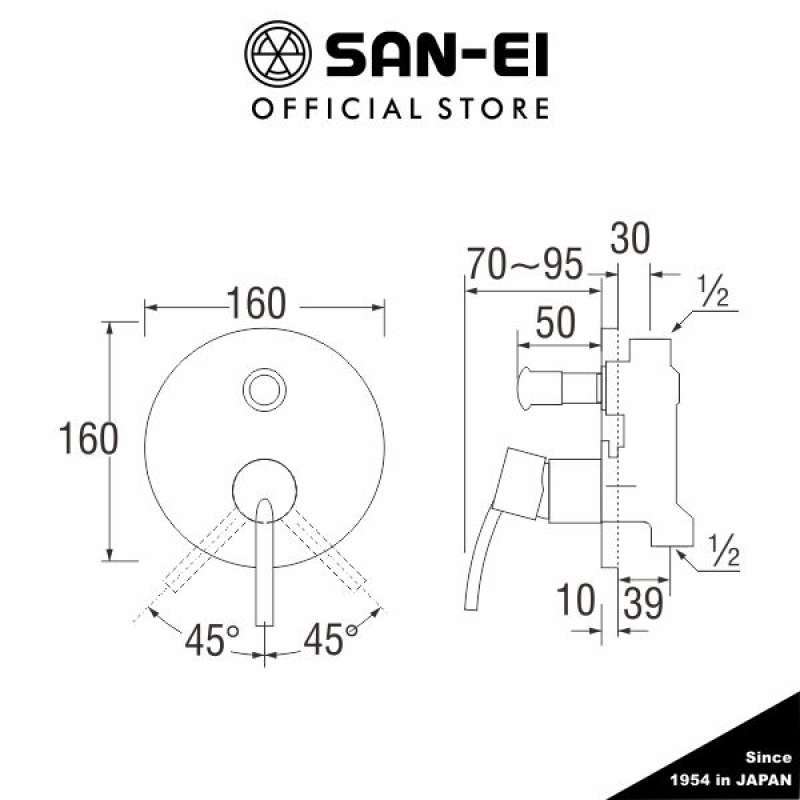 Jual San-ei V101 Concealed Bath Mixer With Diverter Valve | Keran Shower | Keran Panas Dingin Di ...